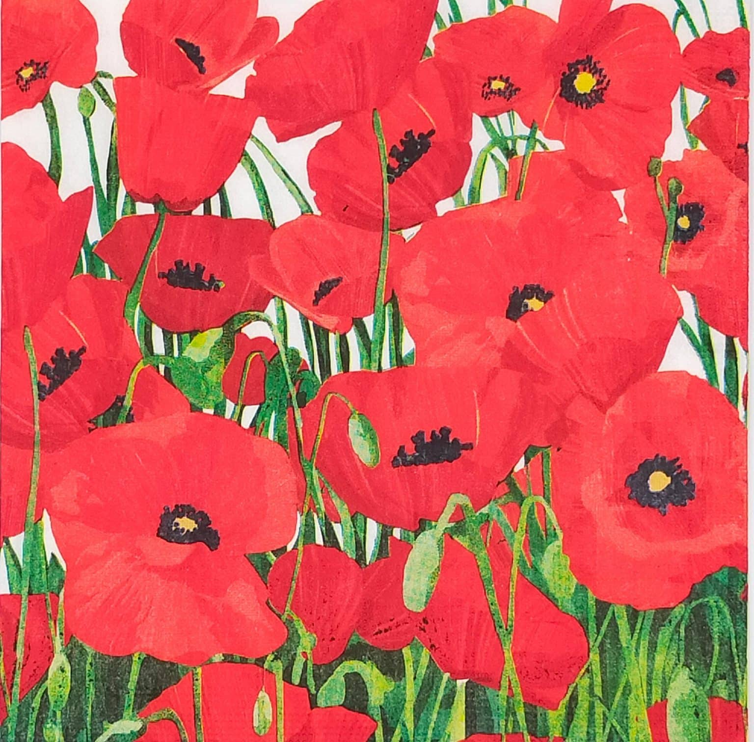 Red Poppies Napkins c C39 33cm - Decoupage Craft Blanks