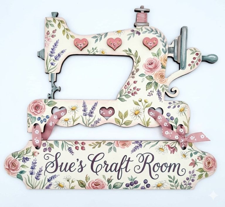 Sewing Machine Craft Room Plaque – 3D Layered MDF Wall Art Blank ...