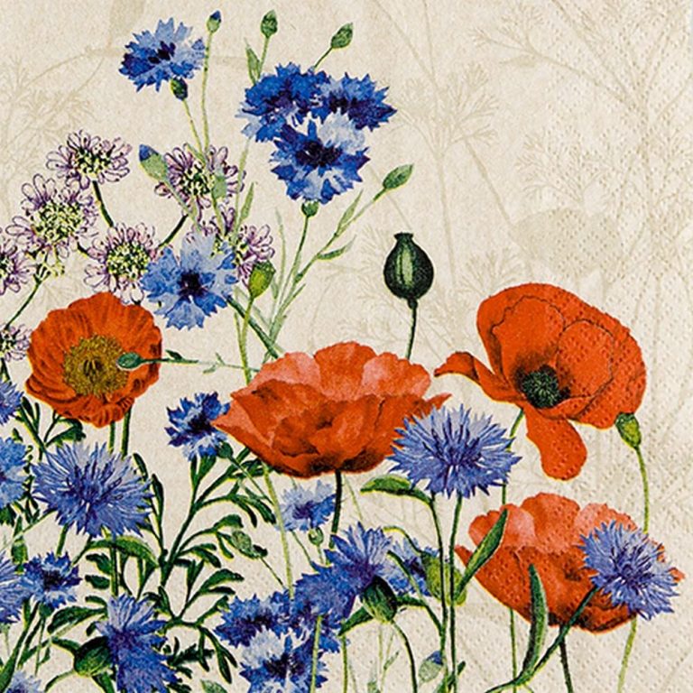 Wild poppies napkins c 361 33cm - Decoupage Craft Blanks