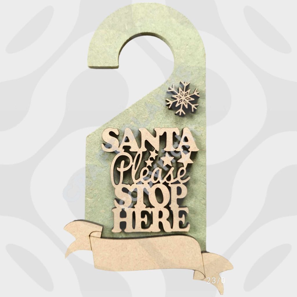 Santa stop here door hanger Personalise - Decoupage Craft Blanks