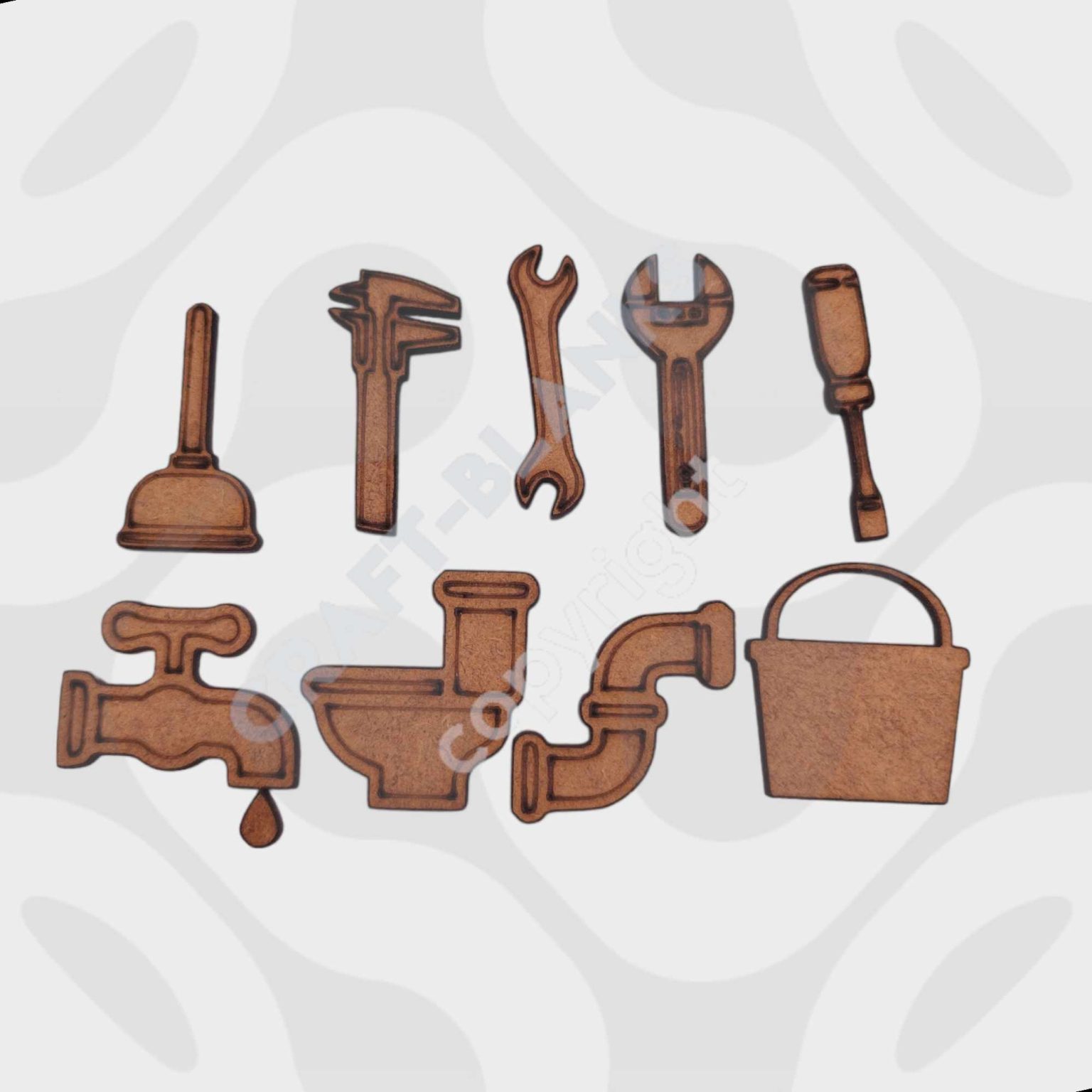 MDF Plumbers Tools Set – Pack of 9 DIY Craft Shapes - Decoupage Craft ...