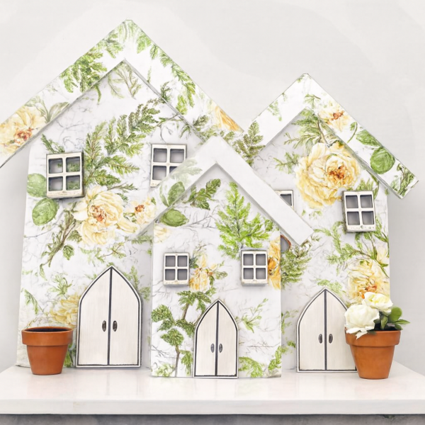 Freestanding MDF House Set – 3-Piece DIY Village Kit - Decoupage Craft ...